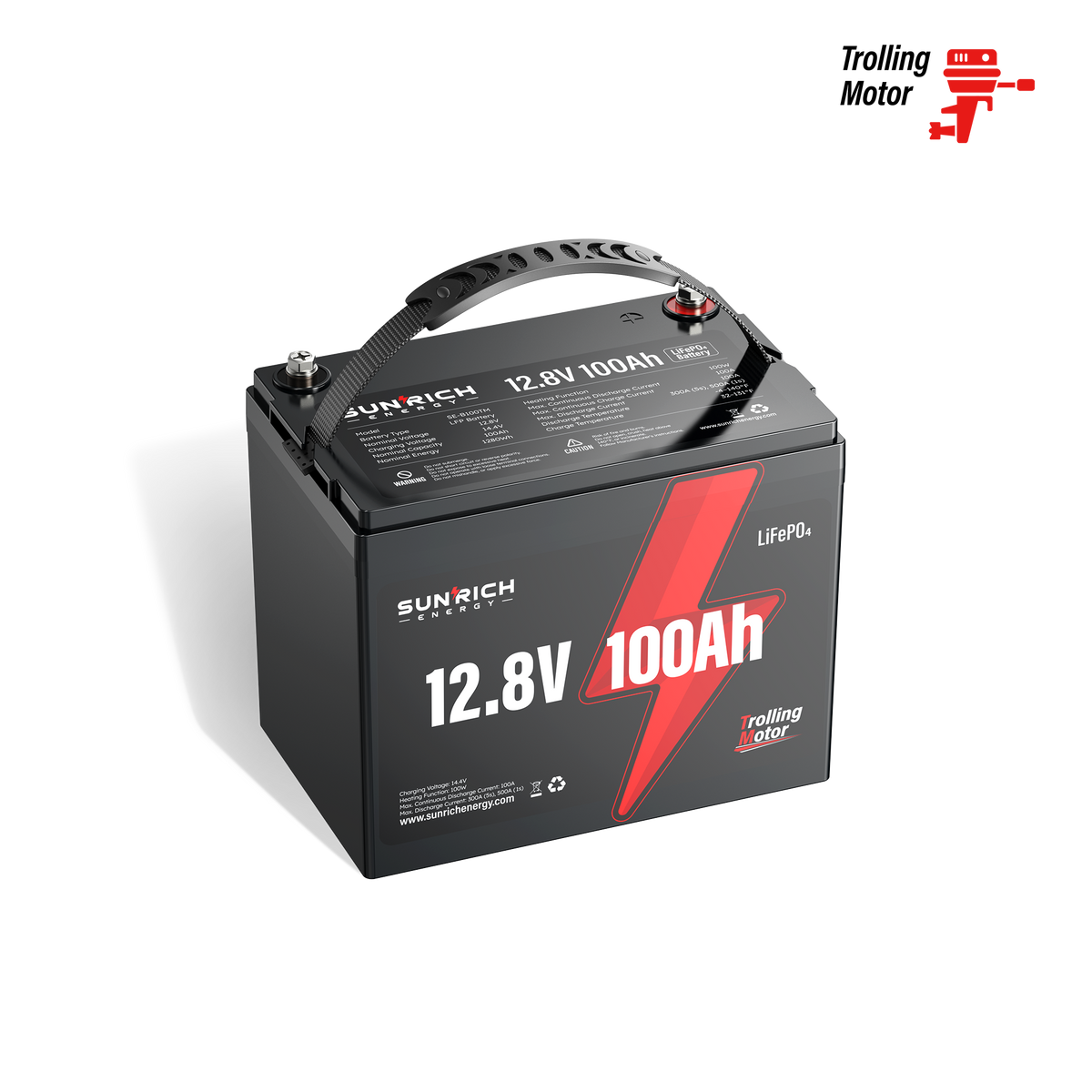 12.8V 100Ah Group 24 Trolling Motor Lithium Iron Phosphate Battery ...