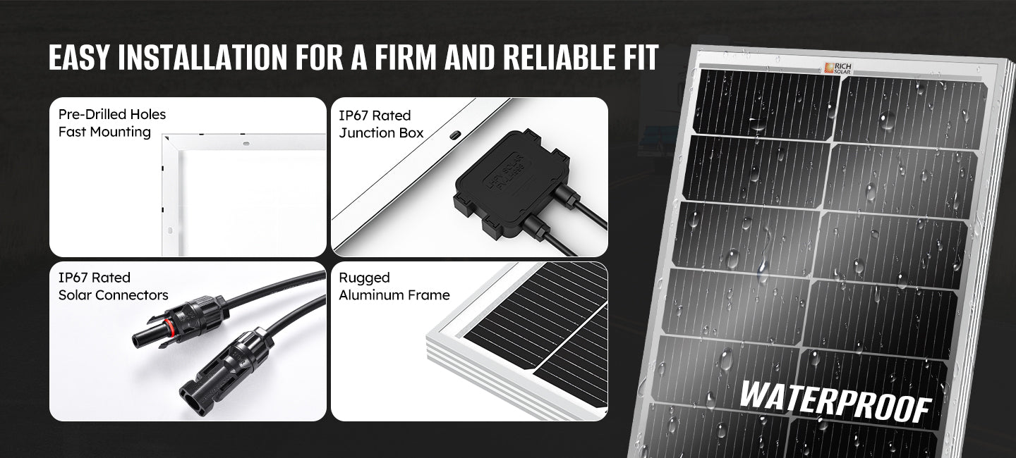 RICH SOLAR | 100 Watt 12V Compact Off-Grid Narrow Solar Panel for Camp ...