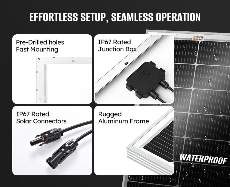 RICH SOLAR | 100 Watt 12V Compact Off-Grid Narrow Solar Panel for Camp ...