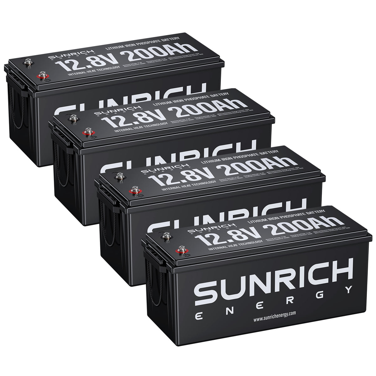 12.8V 200Ah Group 4D Lithium Iron Phosphate Battery | SUNRICH ENERGY 2560Wh Heated LiFePO4 for ...