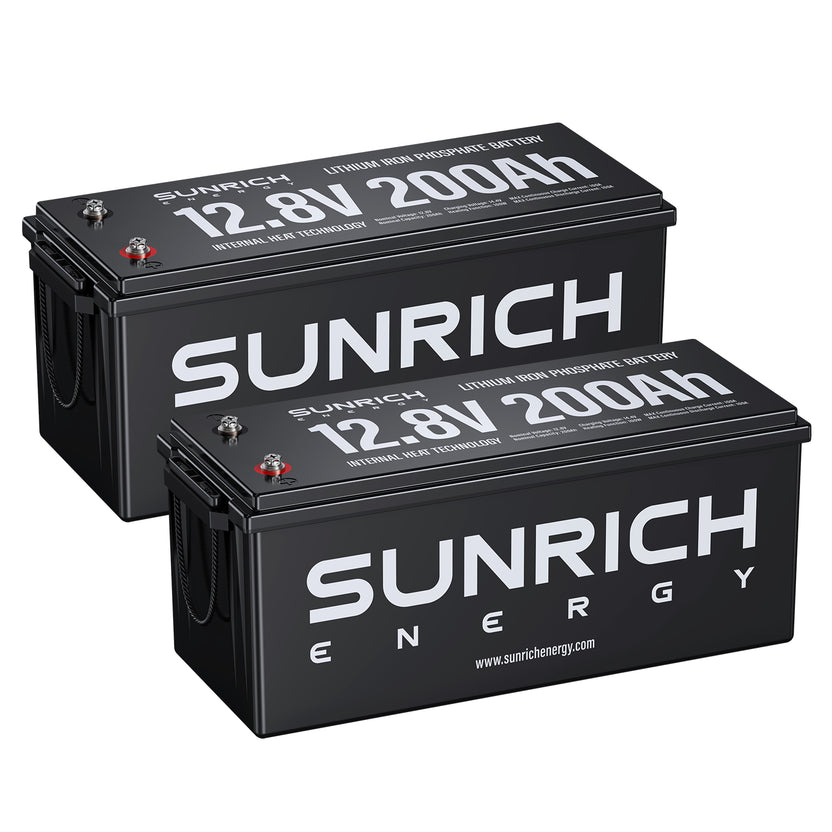 12.8V 200Ah Group 4D Lithium Iron Phosphate Battery | SUNRICH ENERGY 2560Wh Heated LiFePO4 for ...